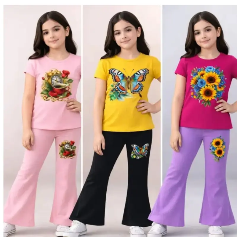 UNIQE-3pcvsdT-শার্ট. +প্যান্টকম্বো pink, yellow,sweet Price in ...